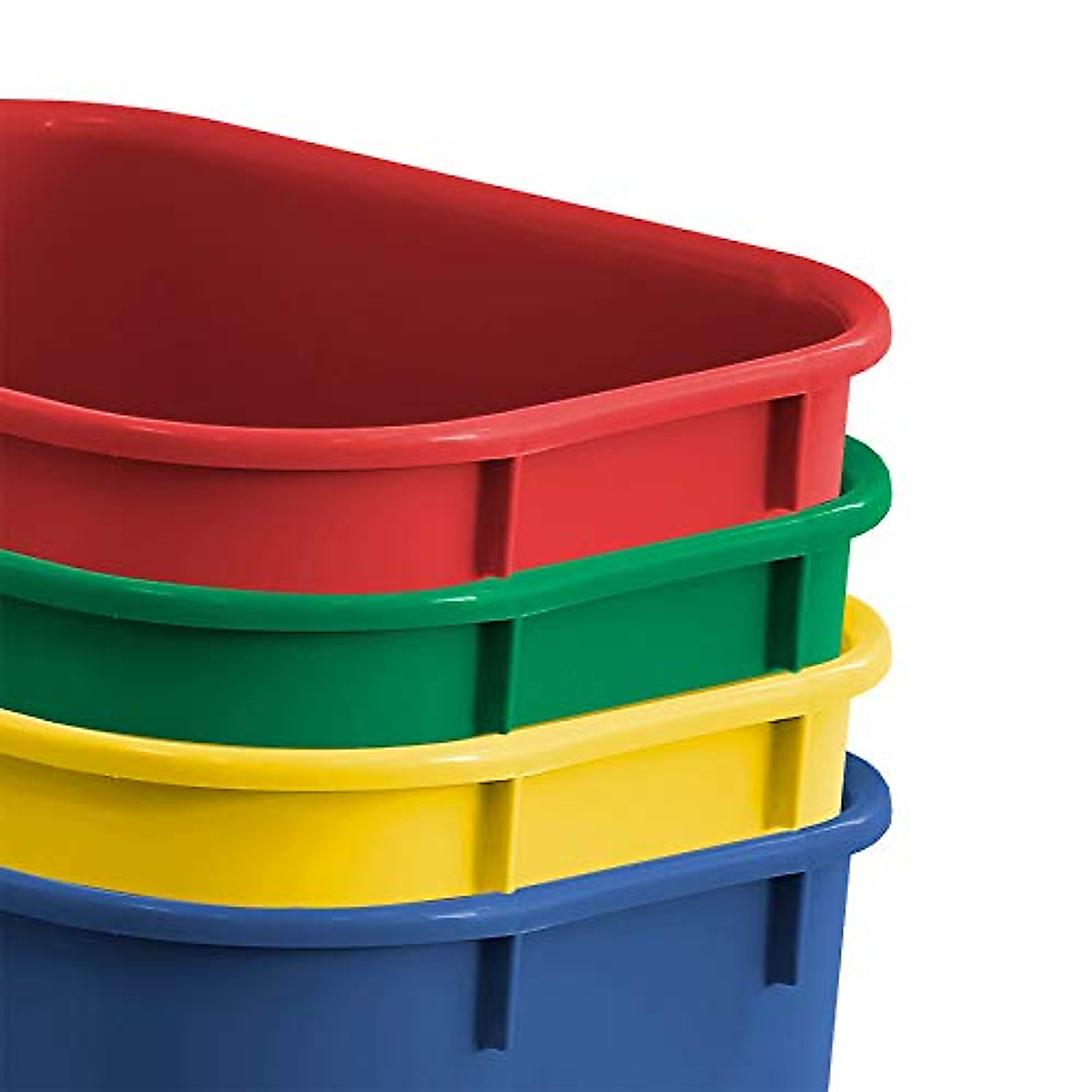 Acrimet Wastebasket Bin for Recycling 27QT (Made of Plastic) (Metal/Yellow, Paper/Blue, Glass/Green, Plastic/Red) (Set of 4)