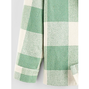 ZAFUL Men's Plaids Shirt Long Sleeve Button Down Lightweight Flannel Jacket Casual Shirt Shacket Classic Flannel Shirts(Plaid-Light Green,M)