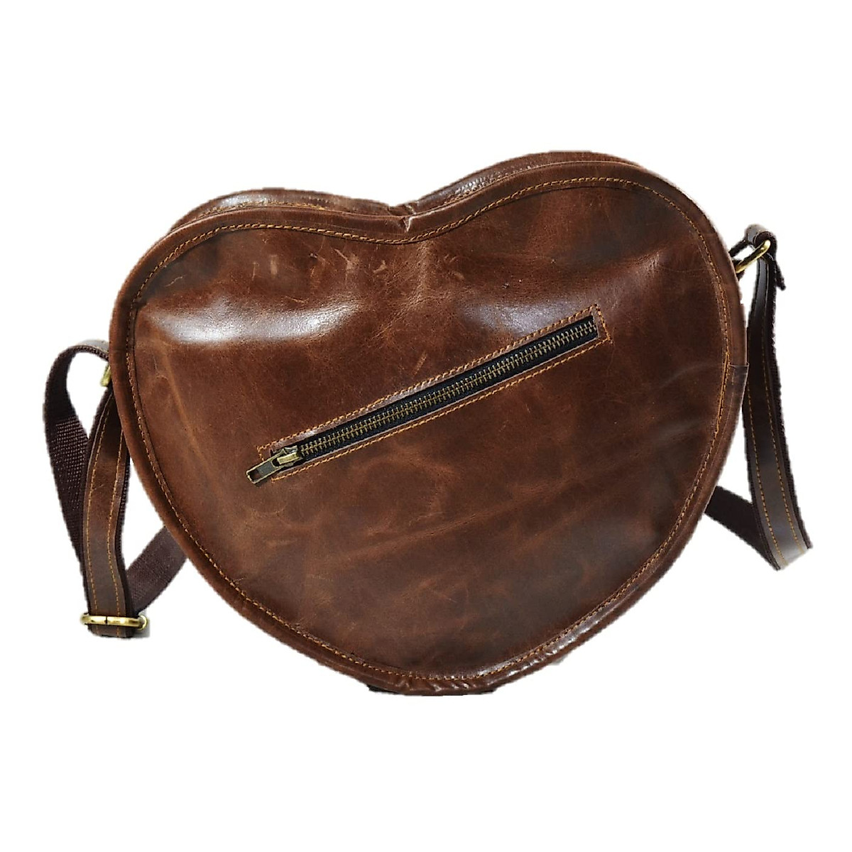 URBAN DEZIRE Women’s Handmade Genuine Buff Leather Messenger Cross-body Purse Shoulder Handbag (Brown, 12.5" L x 10" H x 3" W)