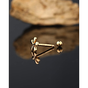 Jewseen 14K Solid Gold Cartilage Earring 16g Helix Earring Flower Cartilage Stud Tragus Piercing Jewelry for Women Conch Earring Stud Earrings Body Piercing Jewelry