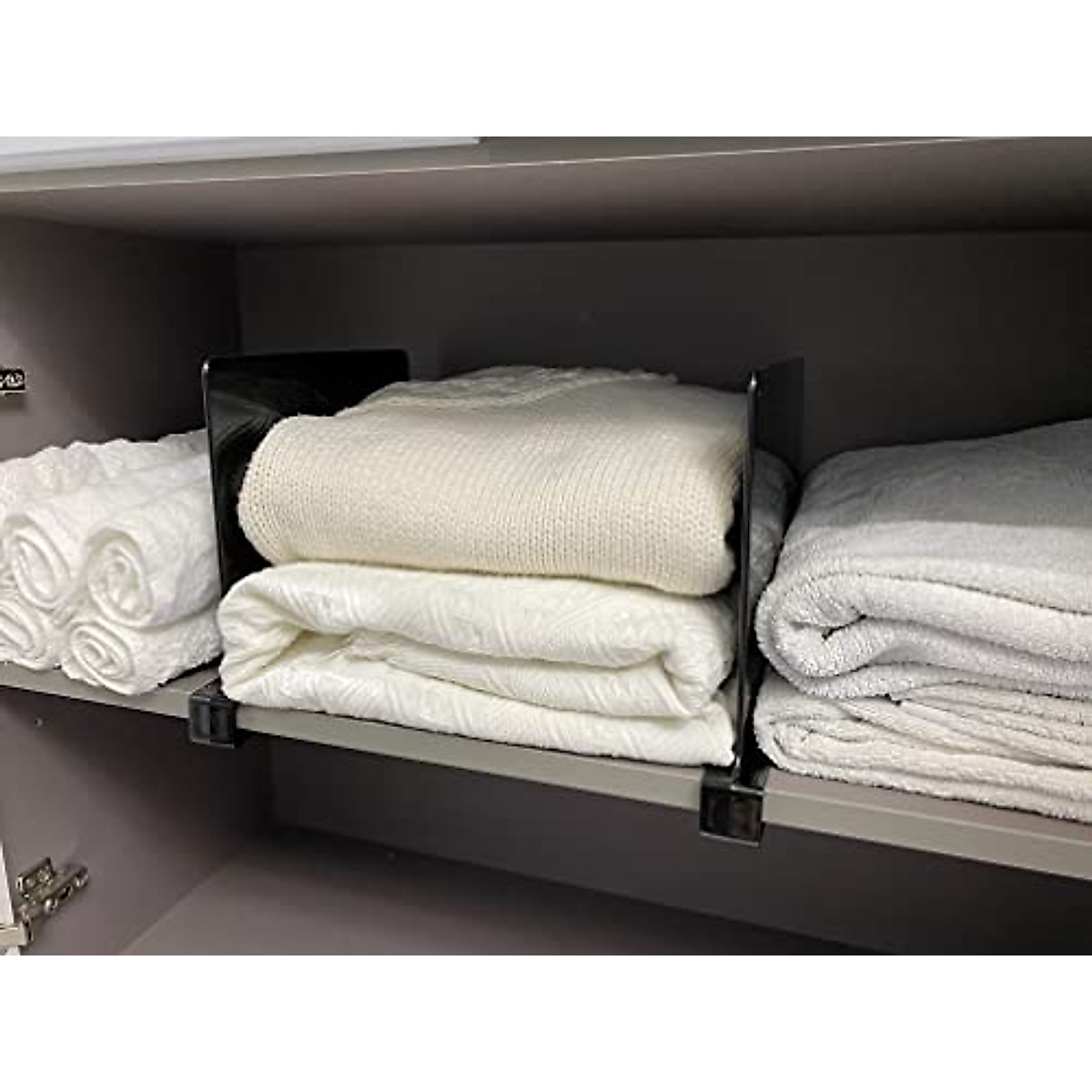 CY craft Acrylic Shelf Dividers for Closets,Wood Shelf Dividers, 4 PCS Black Shelf Separators,Perfect for Clothes Organizer and Bedroom Kitchen Cabinets Shelf Storage and Organization