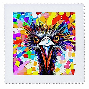 3dRose Funny Colorful emu. Decorative Digital Painting Gift or Charm... - Quilt Squares (qs-379080-2)