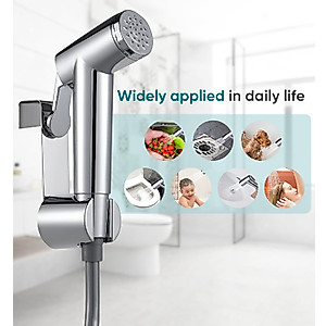 Ultra Light Bidet Toilet Sprayer Head Rustless Handheld Bidet Sprayer Cloth Bathroom Diaper Sprayer for Kitchen and Toilet (3PCS:Sprayer, Water Tank Hook, Spring Flexible Shower Hose)