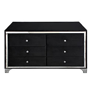 Better Home Products Monica Velvet Upholstered Double Dresser in Black