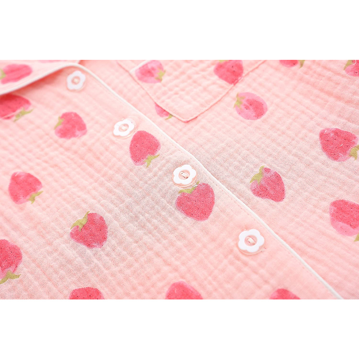 ACESTAR Toddler Baby Girl Pajama Set, Boys Long Sleeve 100% Cotton Sleepwear 2 Piece Pjs Set for Kid - Button Down Loungewear (Pink Strawberry, 6T)