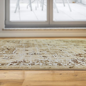 Antep Rugs Elite 5x7 Vintage Bohemian Distressed Oriental Medallion Indoor Area Rug (Beige, 5' x 7')