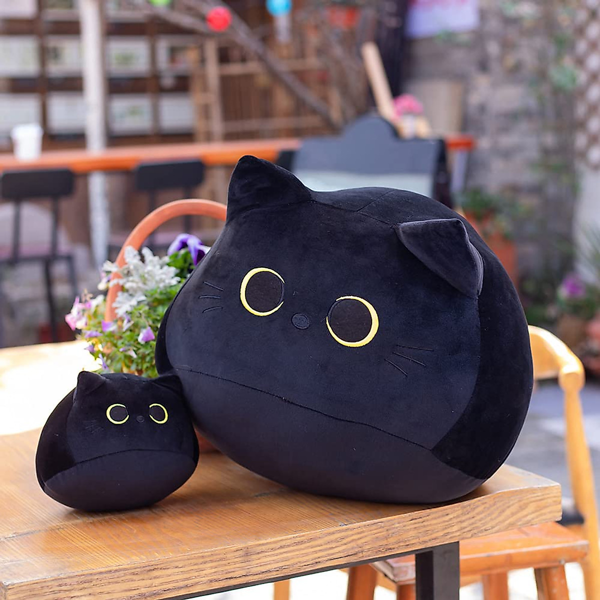 SecretCastle Black Cat Plush Toy Pillow Soft Plush Doll Cat Plushie Cat Pillow,Stuffed Animal Lifelike Toys (7.8‘’/20 cm)