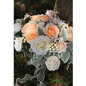 HIMIFOLO Artificial Wedding Flowers Combo Box Set for DIY Centerpieces Arrangements Bridal Bouquet Table Chair Decor Candle Holder Baby Shower Cake Decor Flower Strips Home Decorations (Champagne)