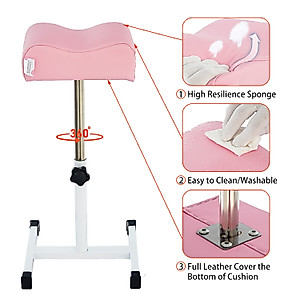 QUEESALN Pedicure Manicure Footrest Adjustable Height Stand Beauty SPA Salon Nail Care Pink
