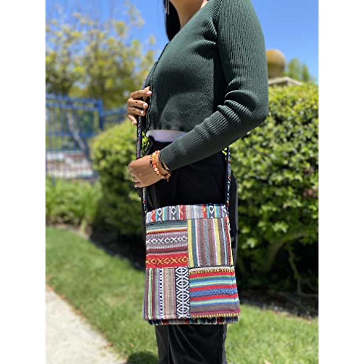 Small Adjustable Tribal Bohemian Crossbody Shoulder Bag Sling Purse or Tablet Case