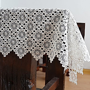 Merryfeel Tablecloth, Luxury Embroidery Lace Table Cloth Table Cover White 34 x 34 Inch