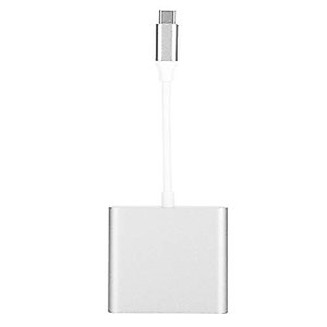 Shanrya Converter, 3 in 1 Type‑c Adapter, 1PCS Plug and Play for Education Presentations Films Exhibitions(Silver)