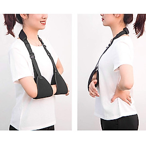 ZJchao Arm Suuport Sling, Shoulder Abduction Sling Immobilizer Arm Pillow for Injury Support Rotator Cuff Sublexion Surgery Dislocated Broken Arm(black)