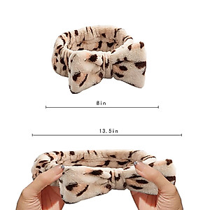 AGOVIE Spa Headband Makeup Headband for Women Microfiber Coral Fleece Bow Hair Band Stretchable Elastic for Women Girls Shower Washing Face Makeup Birthday Gifts