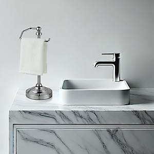SunnyPoint Deluxe Free Standing Heavy Weighted Countertop Fingertip Towel Holder Stand (Satin Nickle)
