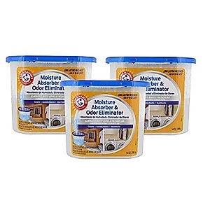 Arm & Hammer Moisture Absorber & Odor Eliminator 14oz Tub, 3 Pack - Eliminates Musty Odors & Freshens Air for Closets, Laundry rooms, Mud Rooms, white
