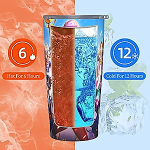 STENUA Saint Seiya Stainless Steel Vacuum Insulated Coffee Mug Anime Thermal Cup Travel Tumbler Mugs With Lid Brush And Straw For Home Office Car 20 Oz