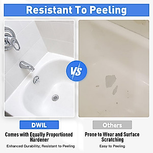 DWIL Tub Paint, Tub and Tile Refinishing Kit 35oz with Tools, Tub Refinishing Kit White Bathtub Paint Water Based &Low Odor, Easy to Use Sink Paint for Bathroom Kitchen, Semi-Gloss White, 50-55sq.ft