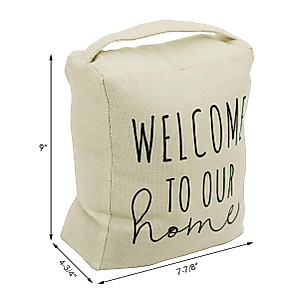 Welcome to Our Home Door Stop with Handle|Decorative Weighted Fabric Door Stopper for Bedroom,Living Room and Exterior Doors
