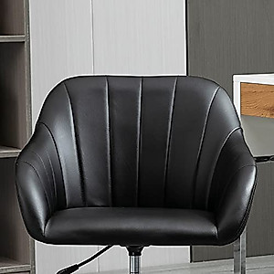 Vinsetto Mid Back Home Office Chair Computer Desk Chair with PU Leather, Adjustable Height, Swivel Wheels for Study, Bedroom, Black