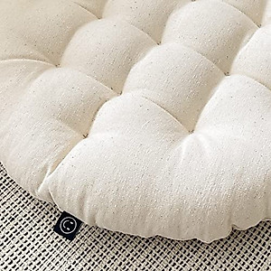 Lemfux Recycled Fabric Natural White Seat Cushion for Office Chair/Desk Chair, Soft Thick Sustainable Material Kitchen Chair Cushions, Modern Simple Round Dining Room Chair Cushion, 16x16x2.4 in