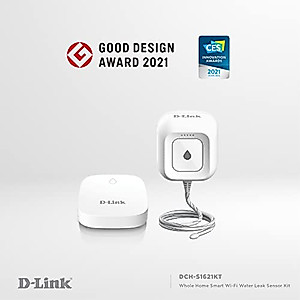 D-Link Wi-Fi Water Leak Sensor and Alarm Starter Kit, Whole Home System with App Notification, AC Powered, No Hub Required (DCH-S1621KT)