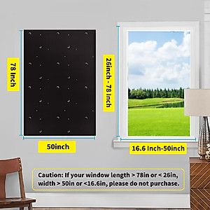 Goabroa Portable Blackout Curtains, (78"x 50") Adjustable Temporary Blackout Curtains with Suction Cups, Polyester Temporary Window Blackout Blind for Bedroom, Nursery or Dorm - Moon & Stars Pattern