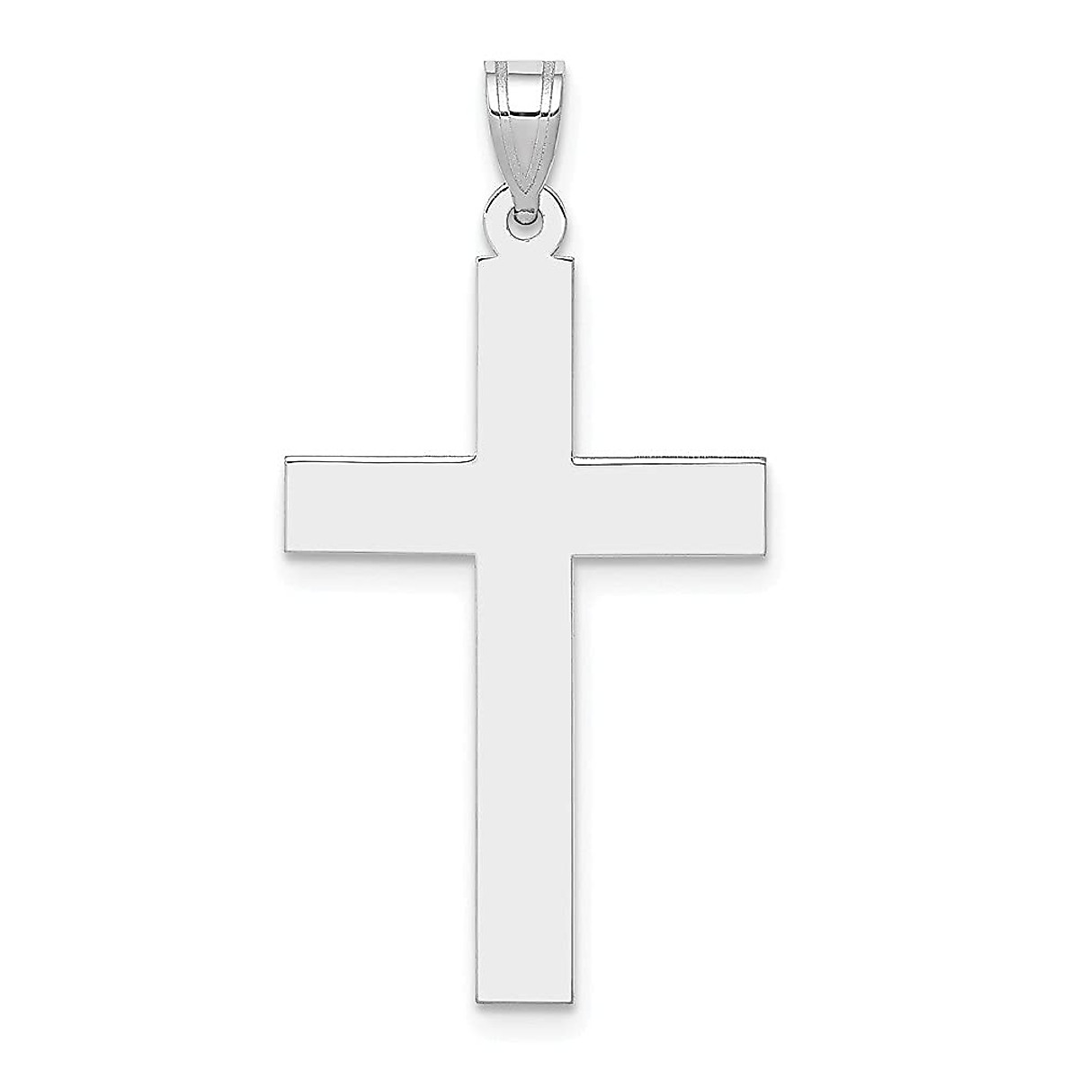 Diamond2Deal 14k White Gold Polished Cross Pendant (L- 36 mm W- 19 mm)