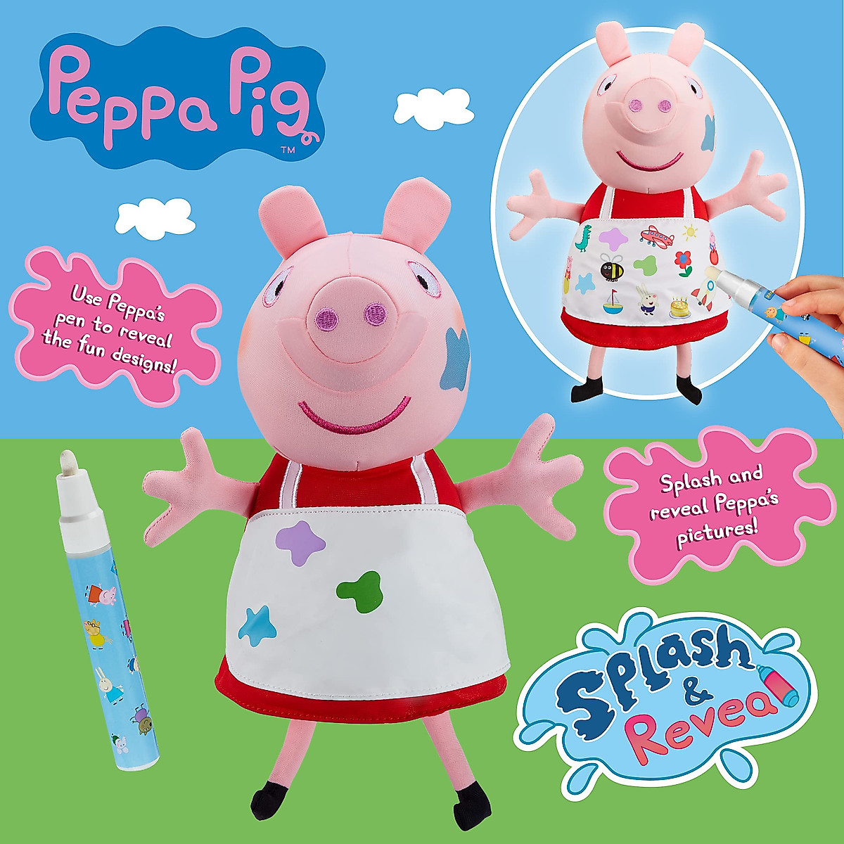 Peppa Pig Splash & Reveal Peppa, Preschool Soft Toy, Creative Play, Gift for 2-5 Year Old
