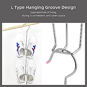 [Pack of 3 pcs] Waikas Shoes Hanger，Stainless Steel Hanger,Stainless Steel Shoe Rack, Multi-Functional Shoe Rack with Double Hook Design, Shoe Drying Rack for Dehumidifying Hanging Leather Shoes