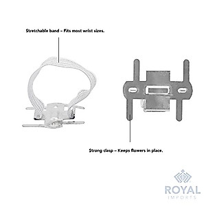 Royal Imports Silver/White Corsage Wrist Bands, Elastic Wristlets for Wedding Prom Flowers, Bulk Pack of 12