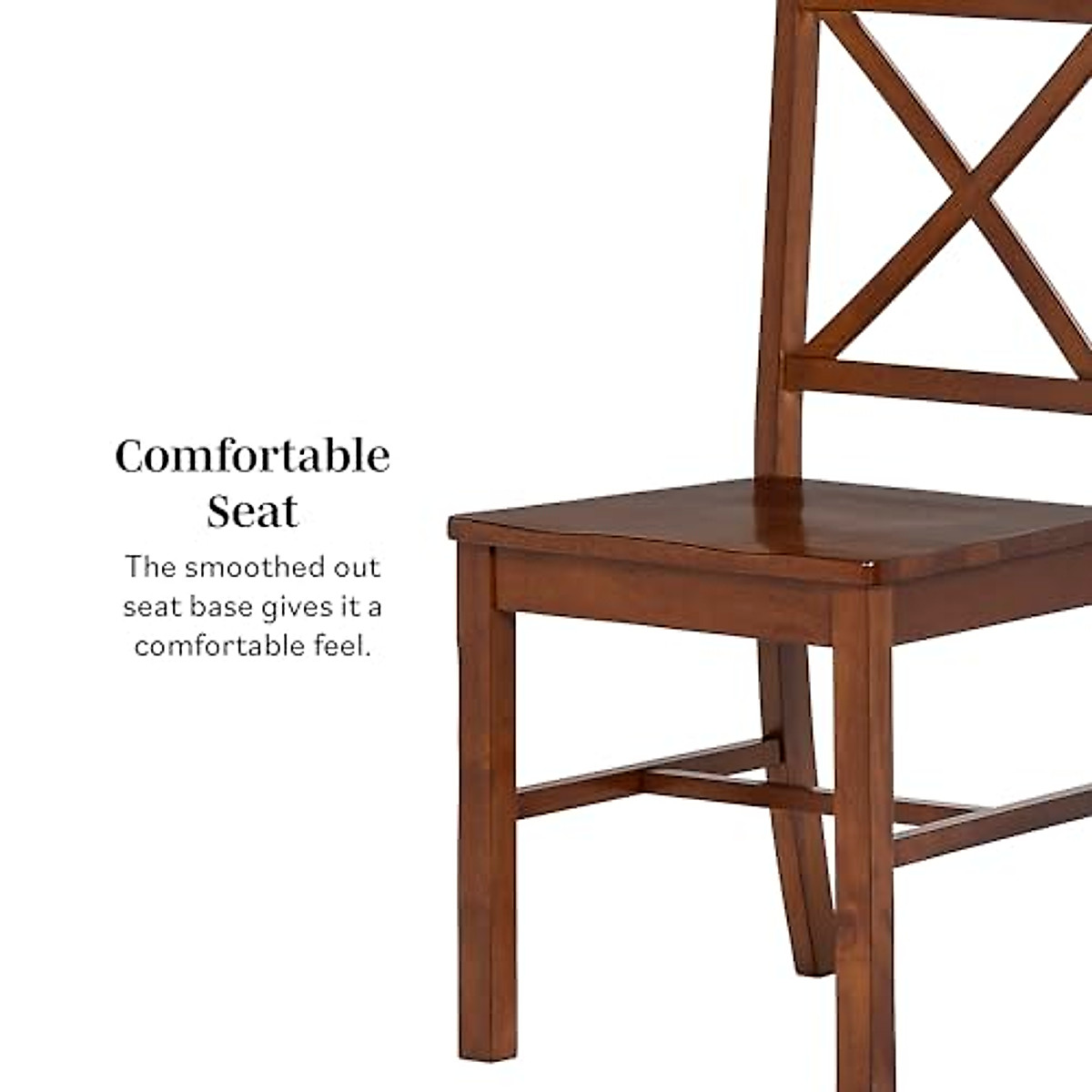 Walker Edison Modern Farmhouse Wood X-Back Armless Dining Chairs Kitchen, Set of 2, Brown