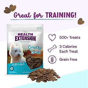 Health Extension Heart-Shaped Crunchy Biscuits, 12oz (340g) – Buffalo Recipe, GMO-Free Dog Training Treats for Small Breeds, Added Vitamins & Minerals (Pack of 2)