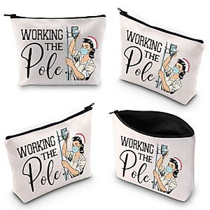 TOBGBE ER Nurse Gift Emergency Room Zipper Bag ICU Nurse Gift Appreciation Makeup Bag Nurse Graduation Gift (Working The Pole)