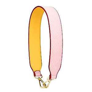 Purse Straps Replacement PU Leather Handbags Strap Shoulder Bag Straps Phone Pendant (Pink Serpentine - Yellow)
