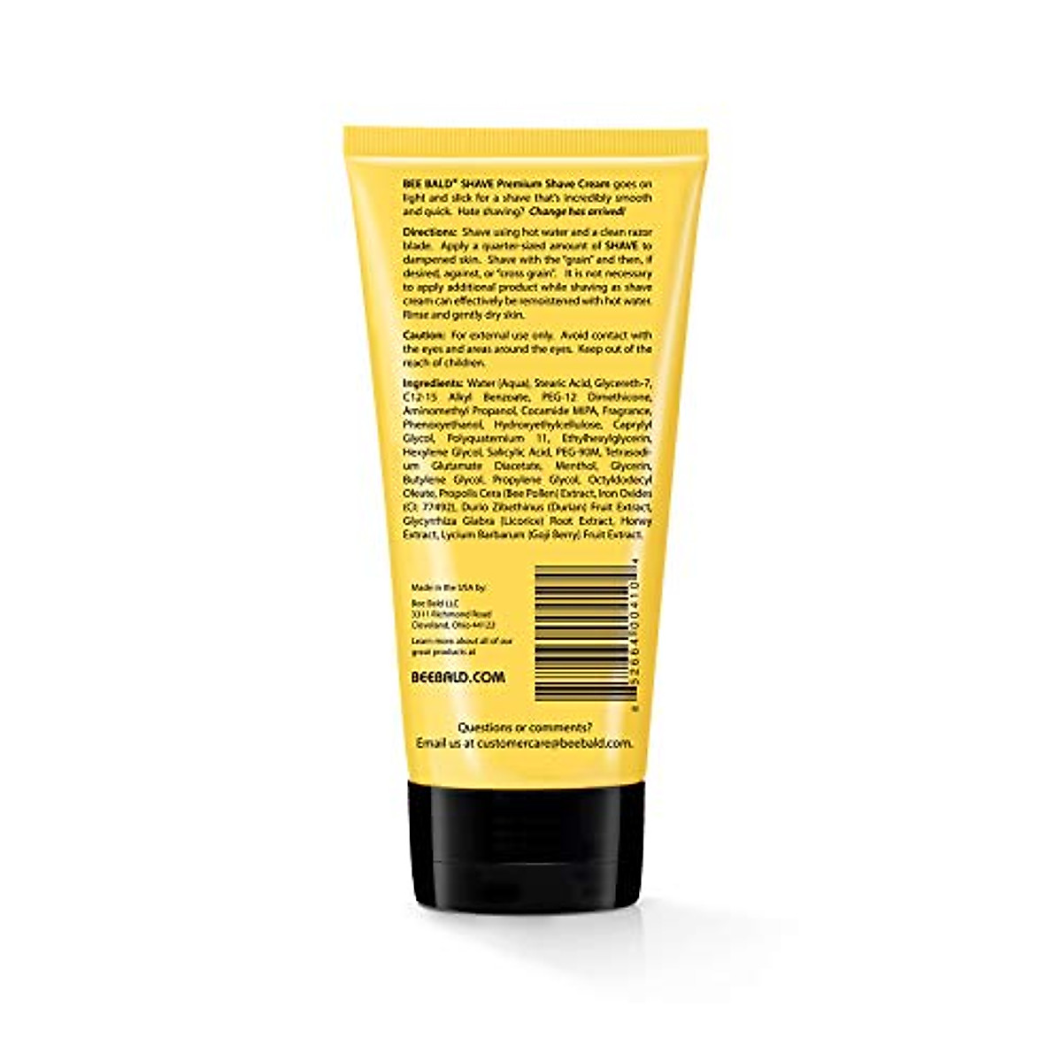 BEE BALD SHAVE Premium Shave Cream Goes On Light & Slick For A Shave That's Incredibly Smooth & Quick For Both Face And Head, 6 Fl. Oz.