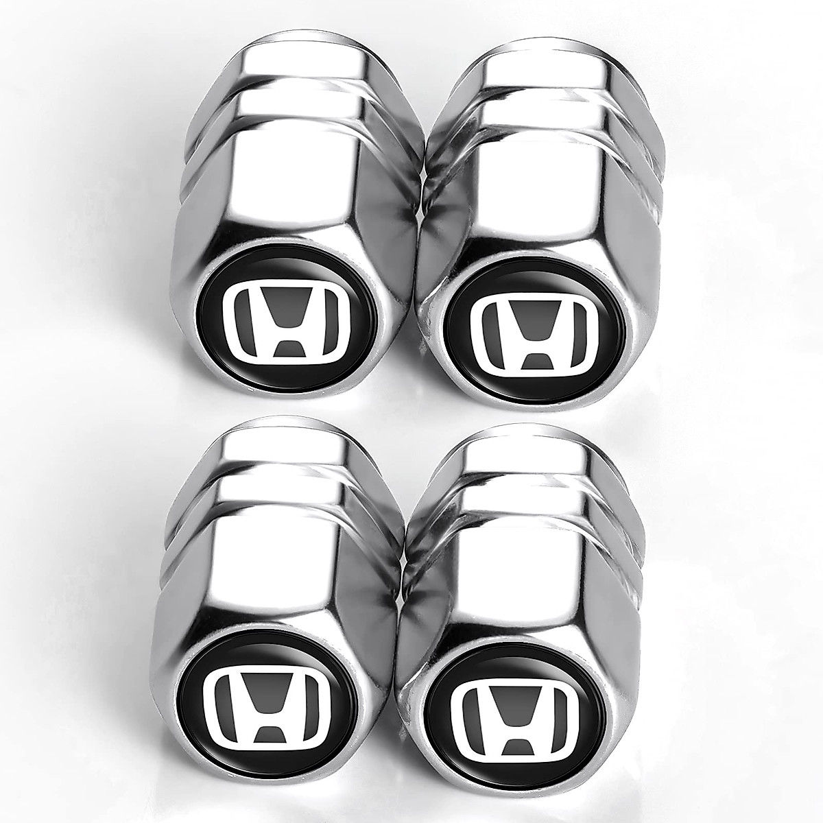 Car Wheel Tire Valve Stem Caps with Genuine Leather Keychain Compatiable with Honda CR-V CRV Pilot EX EX-L Travel Car Logo Keychains car Accessories