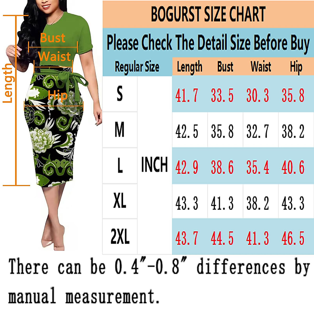 BOGURST Summer Dress for Women Mini Sexy Bodycon Party Dresses Green M