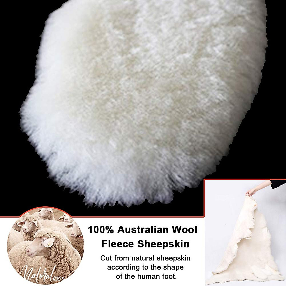 Ailaka Sheepskin Sport Wool Insoles for Women & Men, Premium Thick Fur Fleece Replacement Warm Inserts for Shoes Boot Slippers Sneakers 1 Pair