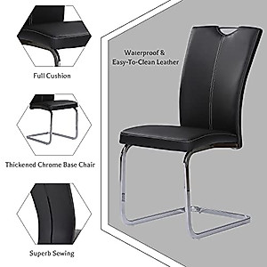 Jellci Kitchen Dining Chairs, Modern Upholstered Armless Chair Set, High Back Leather Side Chairs with Firm Legs Chairs for Home Kitchen Furniture Modern Set of 6 - Black
