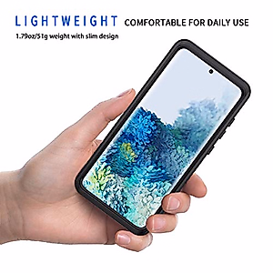 Lanhiem for Samsung Galaxy S20 Case, IP68 Waterproof Dustproof Shockproof Case with Built-in Screen Protector, Heavy Duty Full Body Protective Cover for Galaxy S20 5G, Black/Clear
