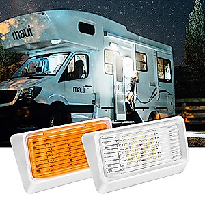Kohree 320Lumen LED RV Porch Light Exterior Utility Light 12v Lighting Fixture, Replacement Lighting for RVs, Trailers, Campers, 5th Wheels. White Base, Clear and Amber Lenses Included