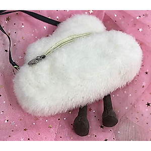 QZUnique Heart Shaped Handbag Women's Faux Fur Crossbody Bag Plush Wallet Purse Chain Shoulder Bag