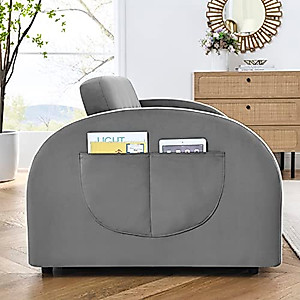 HomSof Adjsutable Backrest and Lumbar Pillows for Apartment Office Living Room Modern 55.5" Pull Out Sleep Bed 2 Seater Loveseats Sofa Couch with Side Pockets, Style C, Grey