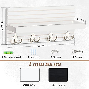 Ikviier Key Holder for Wall Decorative, Key Rack for Wall White, Wall Key Holder with Shelf, Key Hook for Wall with Double Hook, Key and Mail Holder for Wall (White-01)