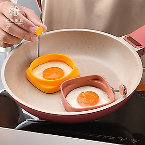 Non Stick Silicone Egg Cooking Ring Pancake Shaper, Round/Square Reversible Non-Stick Pancake Shaper