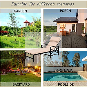 LOKATSE HOME Outdoor Adjustable Chaise Patio Steel Furniture Metal Lounge Chair with Cushion, Khaki