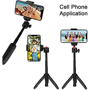 Extendable Mini Selfie Stick Tripod 2 in 1, Compatible with GoPro Max Hero AKASO Action Camera, Portable Handle Vlog Tripod for All Action Cameras and Smart Phone