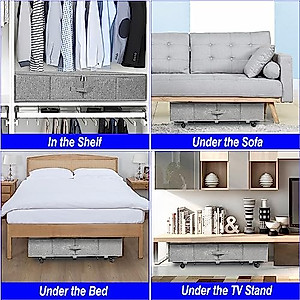 Under Bed Storage With Wheels Lid, 2PCS Under The Bed Shoe Storage Containers, Dustproof Underbed Storage Organizer Drawer, Under Bed Rolling Storage For Clothes Blanket, College Dorm Room Essentials