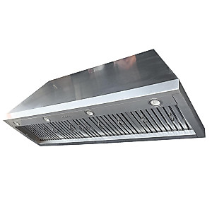 CHETTO C Range Hood 54 Inch Ultra Quiet, Powerful Suction 304 Stainless Steel Ducted Kitchen Vent Hood with 4-Speeds, Dishwasher Safe Baffle Fillters, 8" Top Vent (54 inch, Stainless steel)